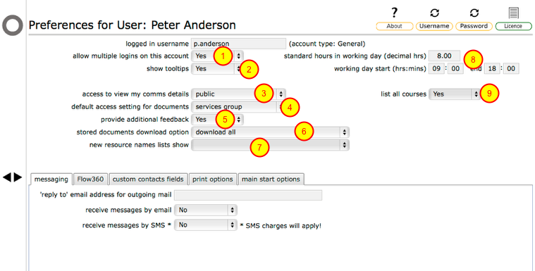 Setting up Standard User Preferences